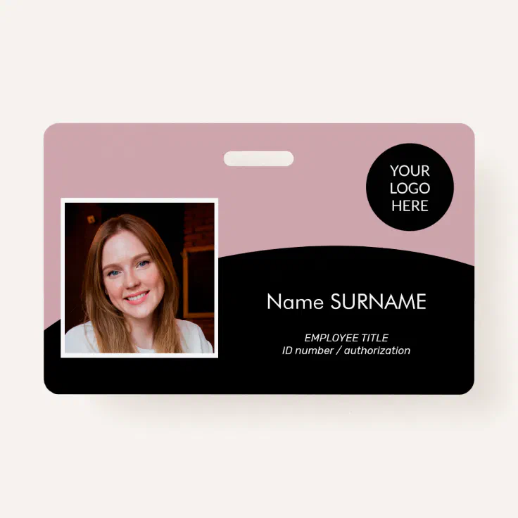 Modern ID card company logo photo QR code Badge | Zazzle