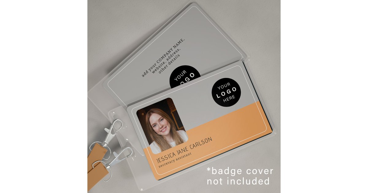 Modern ID card company logo photo QR employee Badge | Zazzle