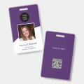 Modern ID card custom logo photo QR code Badge | Zazzle