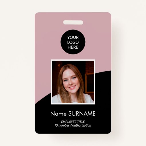 Modern ID card custom logo photo QR code company Badge | Zazzle