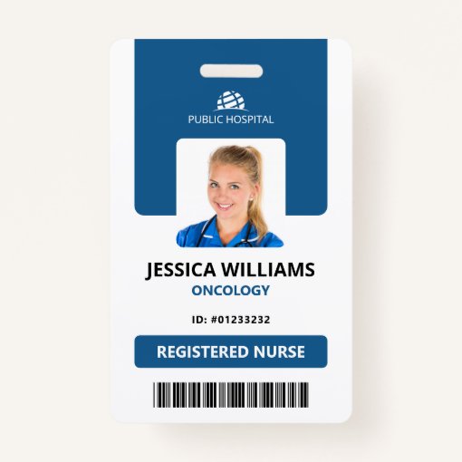 Modern ID Card Hospital Staff Registered Nurse Badge | Zazzle
