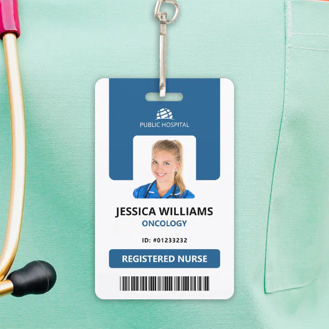 Modern ID Card Hospital Staff Registered Nurse Badge | Zazzle
