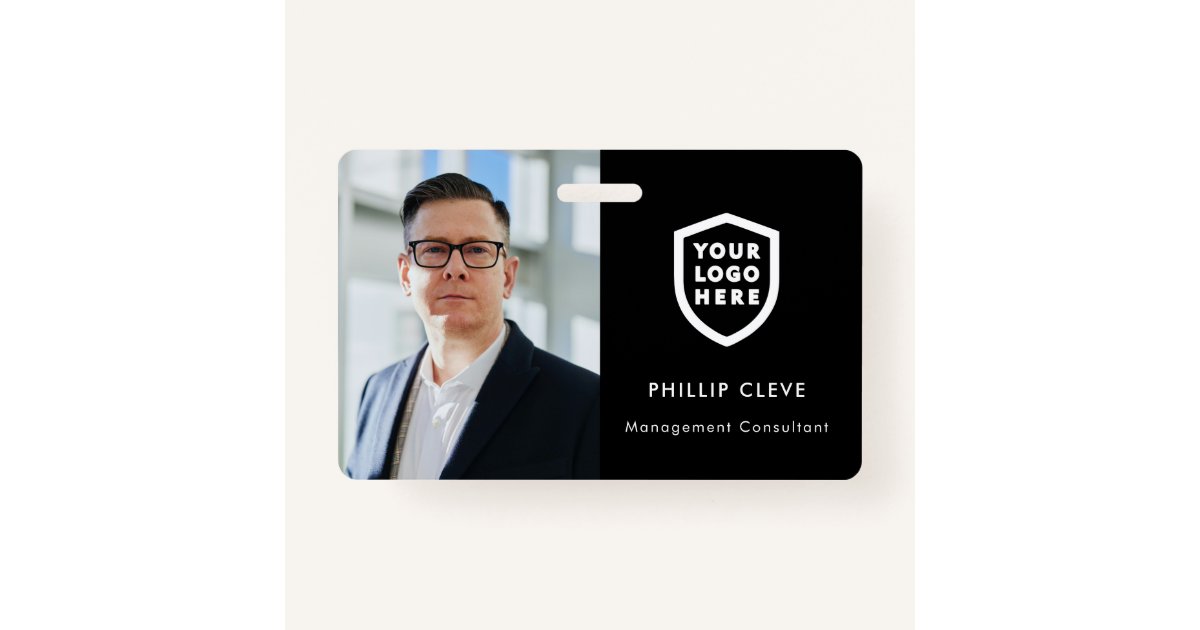 Modern ID Card | Logo Photo Business Employee Badg Badge | Zazzle