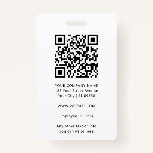 Modern ID Card Minimalist Business Employee QR Badge | Zazzle