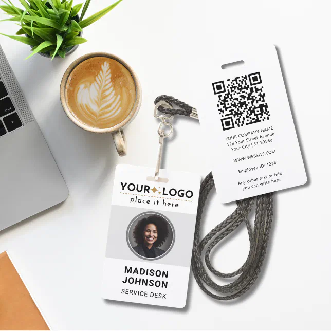 Modern ID Card Minimalist Business Employee QR Badge | Zazzle