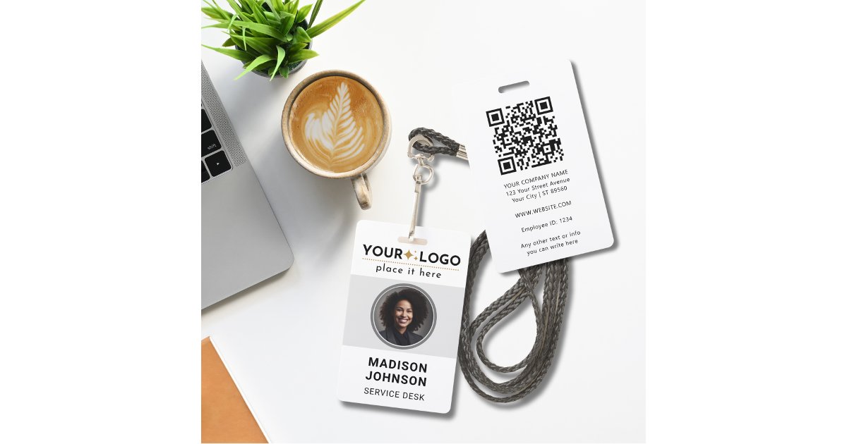 Modern ID Card Minimalist Business Employee QR Badge | Zazzle