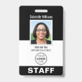 Modern ID Photo Security Staff Pass Black Custom Badge | Zazzle