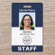 Modern ID Photo Security Staff Pass Blue Custom Badge | Zazzle