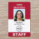 Modern ID Photo Security Staff Pass Red Custom Badge | Zazzle