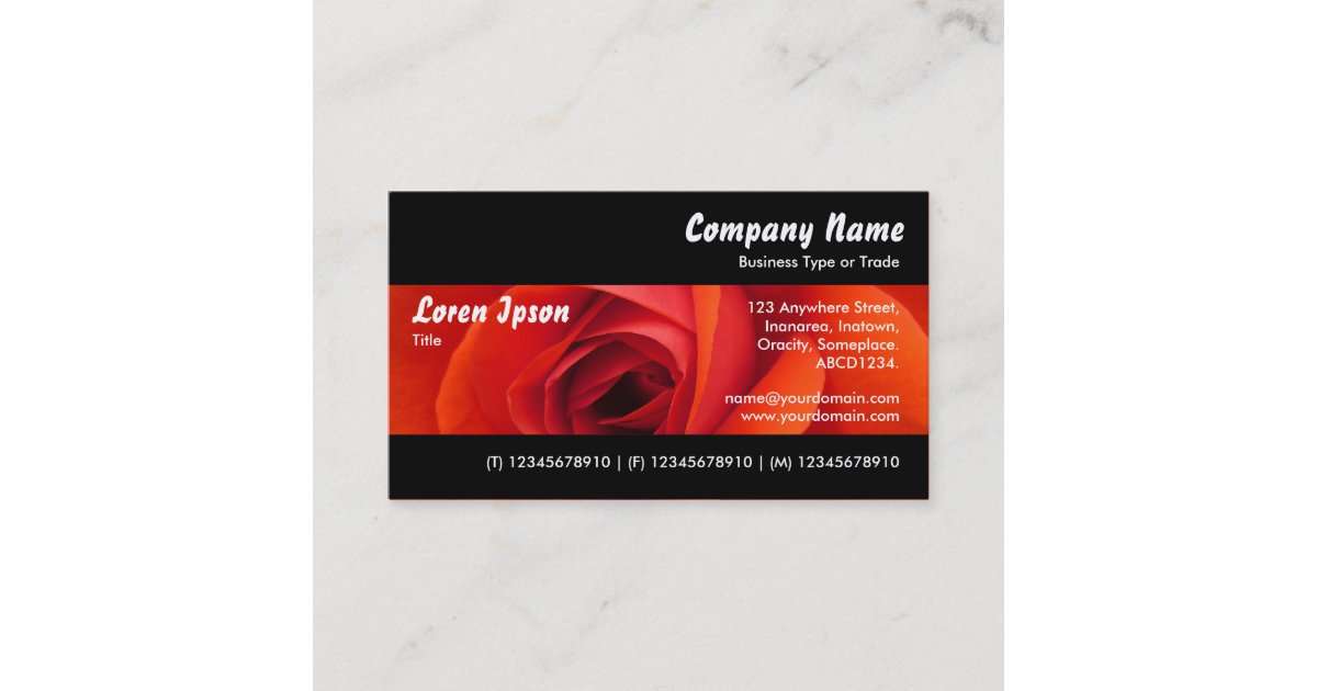 Modern II - Red Rose Business Card | Zazzle