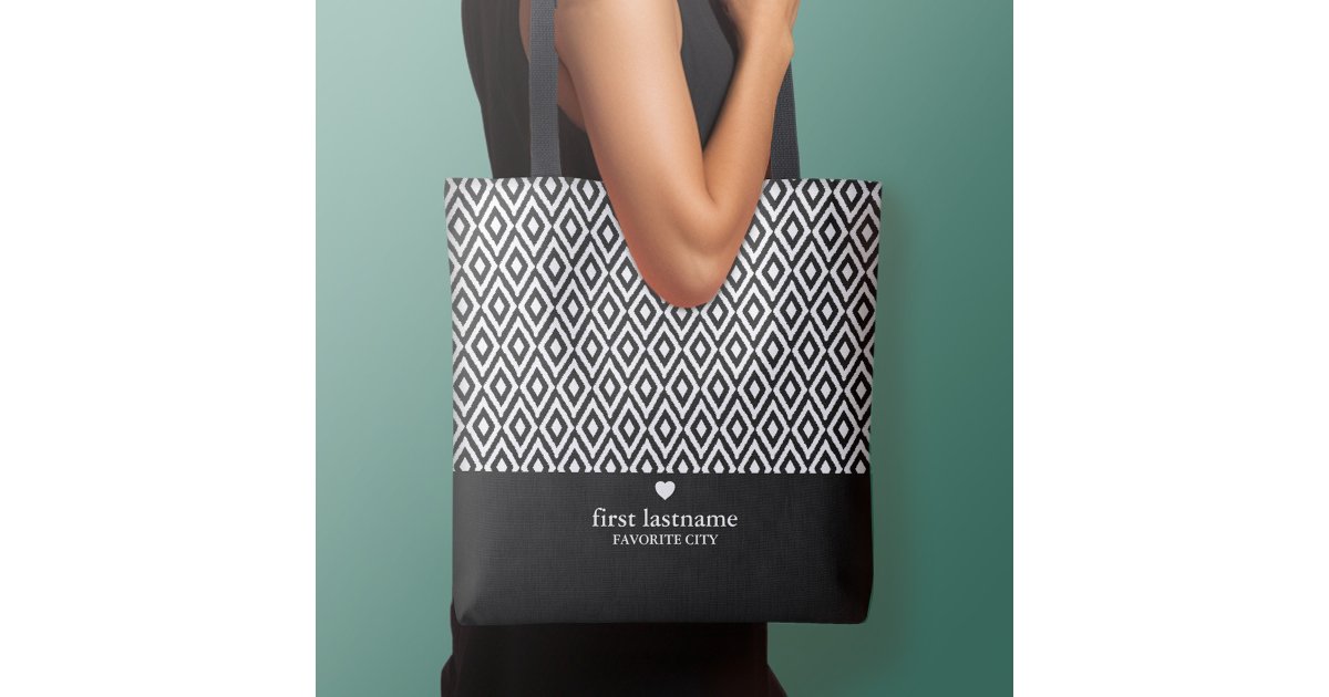 Modern Ikat Upscale Heart Monogram CAN EDIT COLOR Crossbody Bag | Zazzle