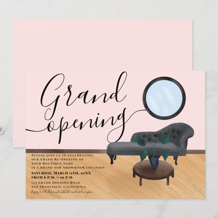 Modern illustration beauty salon grand opening invitation | Zazzle