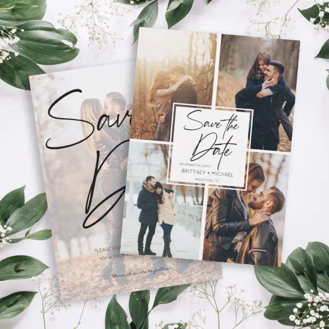 Modern Image Collage Save The Date | Zazzle