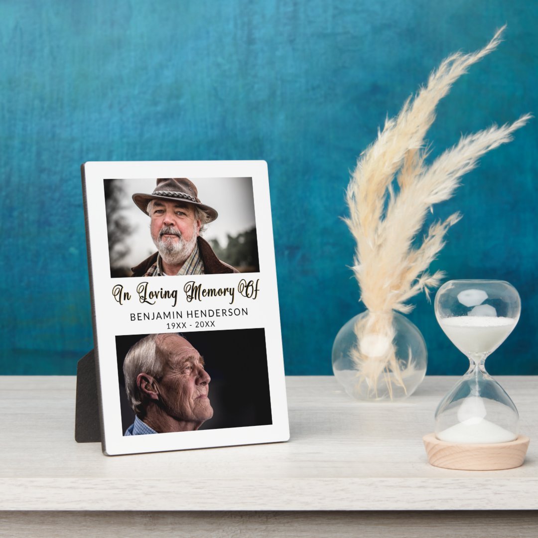 Modern In Loving Memory 2 Photo Plaque | Zazzle