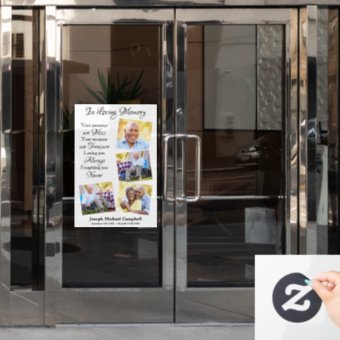 Modern In Loving Memory 4 Photo Funeral Memorial Window Cling | Zazzle