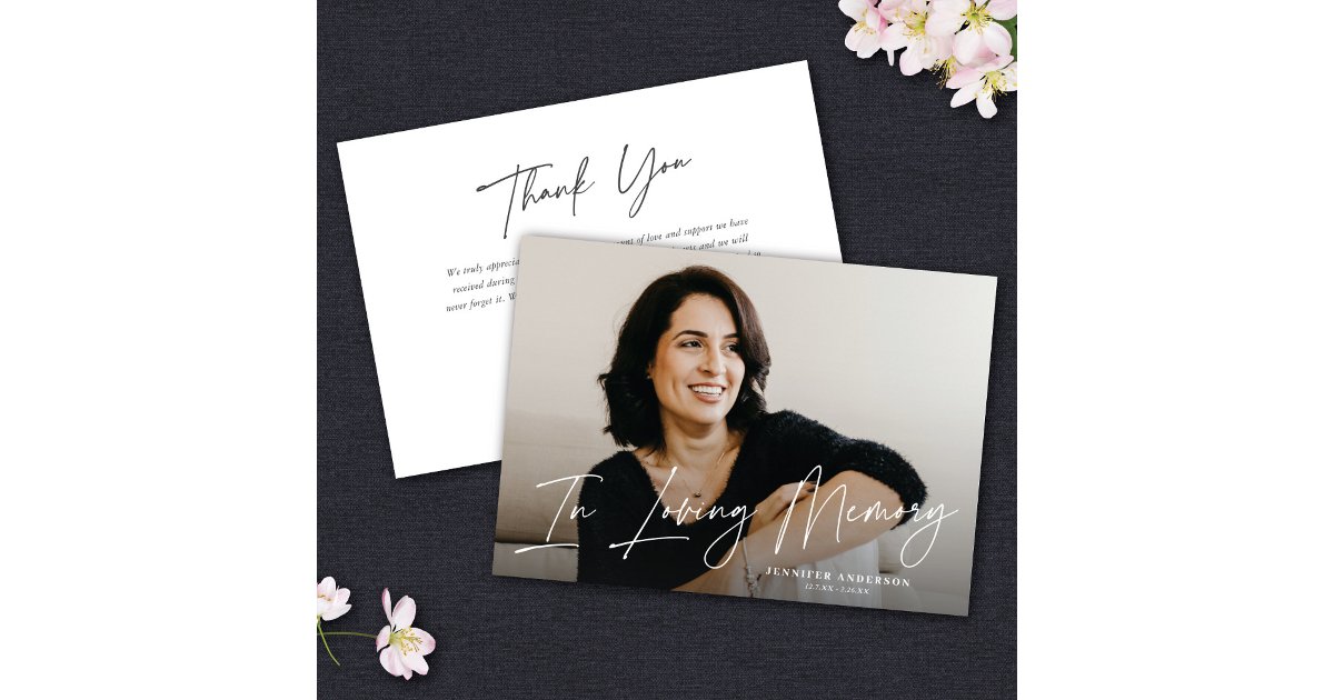 Modern In Loving Memory Memorial Photo Card | Zazzle