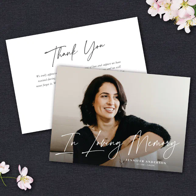 Modern In Loving Memory Memorial Photo Card | Zazzle