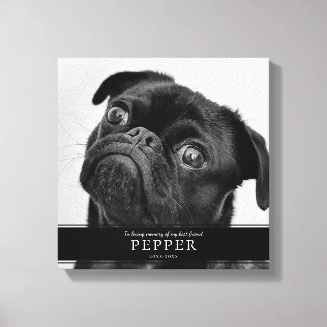 Modern In Loving Memory Pet Dog Memorial Photo Canvas Print | Zazzle