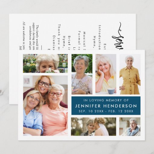 Modern In Loving Memory Photo Collage Funeral Program | Zazzle