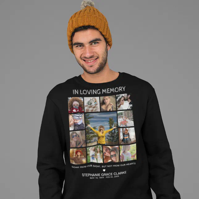 Modern 'In loving Memory' Photo Collage Memorial Sweatshirt | Zazzle