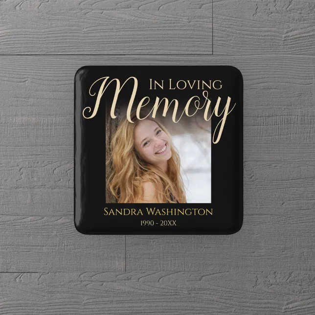 Modern In Loving Memory | Photo Memorial Button | Zazzle