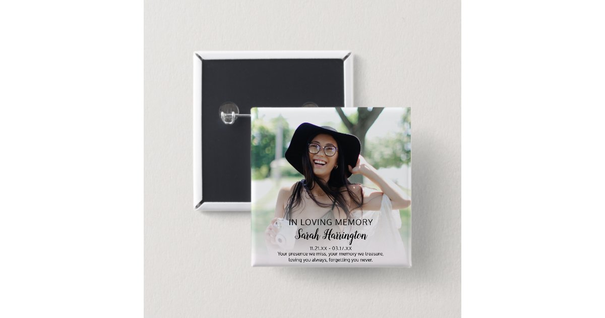 Modern In Loving Memory | Photo Memorial Button | Zazzle