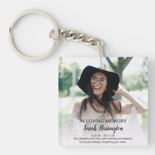 Modern In Loving Memory | Photo Memorial Keychain | Zazzle.com