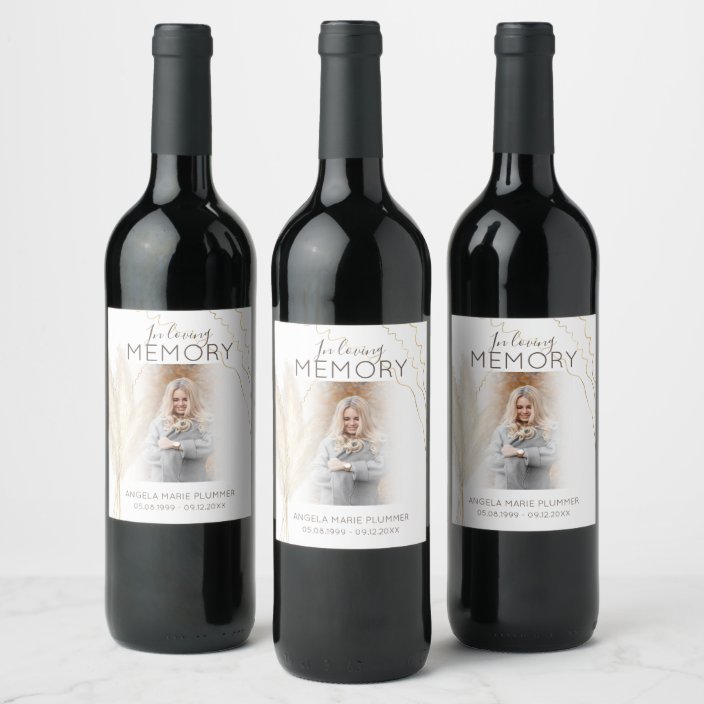 Modern In Loving Memory | Photo | Memorial Wine Label | Zazzle.com
