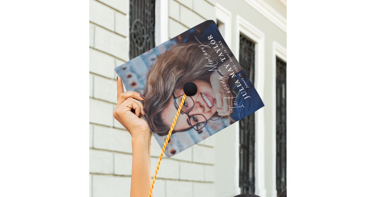 Modern In Loving Memory Photo Tribute Graduate Graduation Cap Topper ...