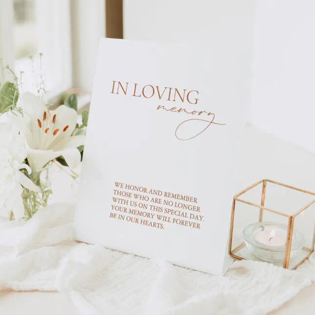 Modern In Loving Memory Simple Wedding Memorial Pedestal Sign | Zazzle