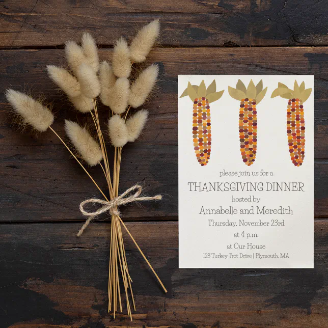 Modern Indian Corn or Maize Thanksgiving Invitation | Zazzle