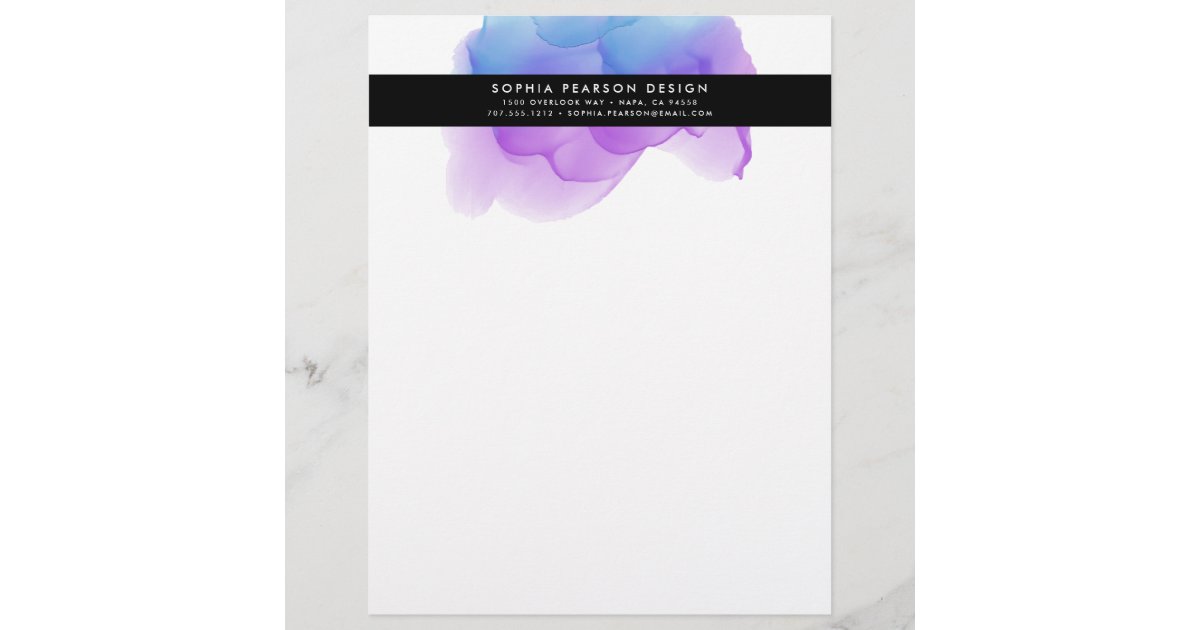 Modern indigo Watercolor Logo Letterhead | Zazzle.com