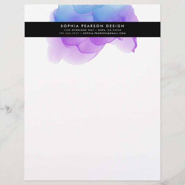 Modern indigo Watercolor Logo Letterhead | Zazzle.com
