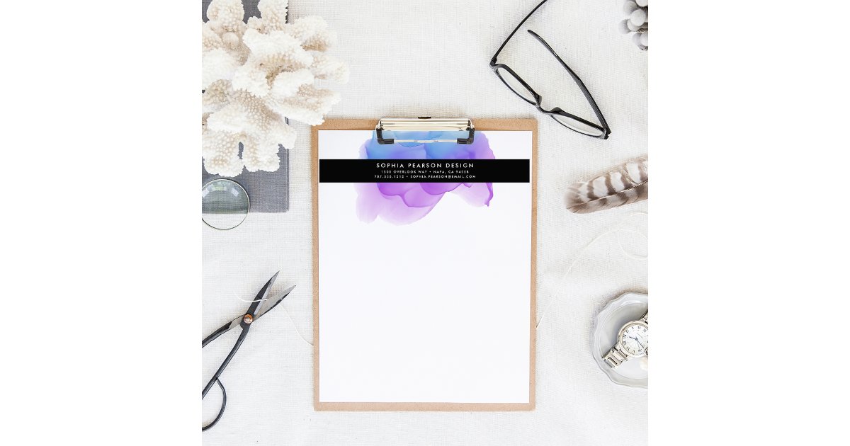 Modern indigo Watercolor Logo Letterhead | Zazzle