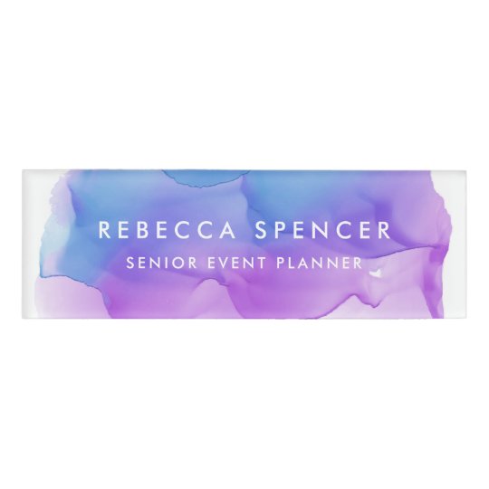 Modern Indigo Watercolor Name Tag | Zazzle.com