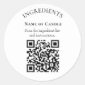 Modern Ingredient List QR Code Business Product Classic Round Sticker ...