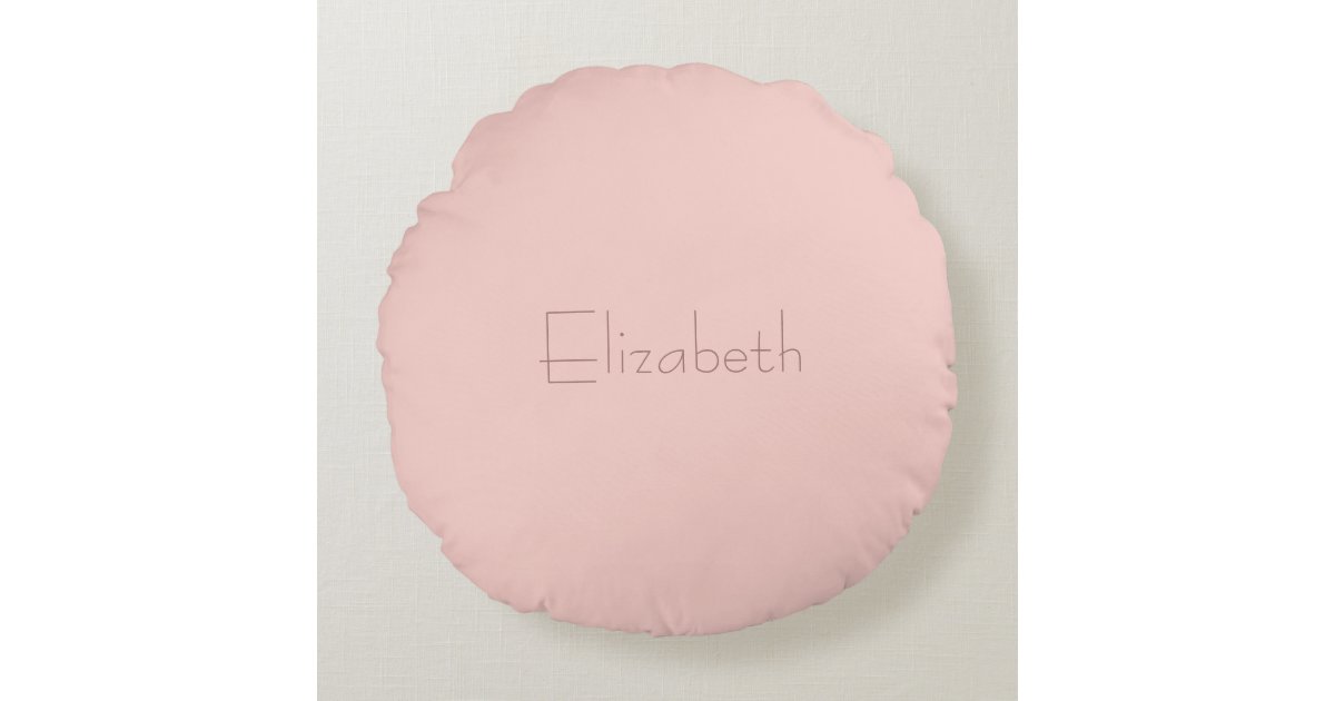 Modern Initial Elegant Blush Pink Name Letter Round Pillow | Zazzle