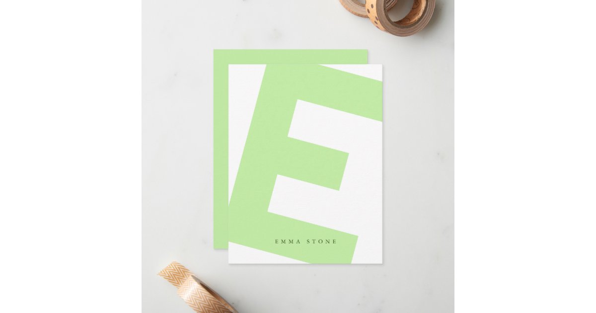 Modern Initial Oversized Monogram and Name Note Card | Zazzle