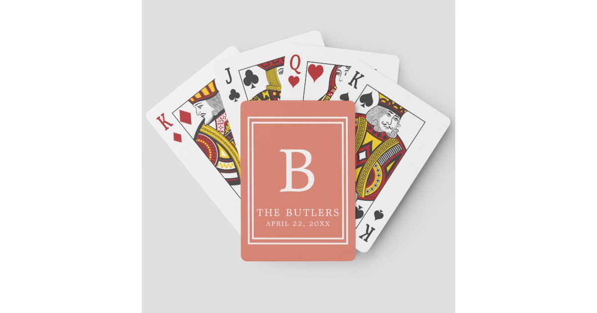 Modern Initial Terracotta Wedding Playing Cards | Zazzle