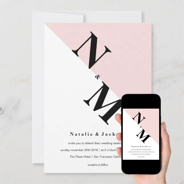 Modern Initial Wedding Invitation | Zazzle