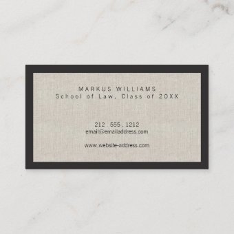 Modern Initials Black and Linen Graduate Student Calling Card | Zazzle
