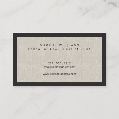 Modern Initials Black and Linen Graduate Student Calling Card | Zazzle