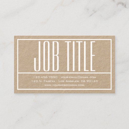 Modern Initials & Name Logo | White on Kraft Paper Business Card | Zazzle