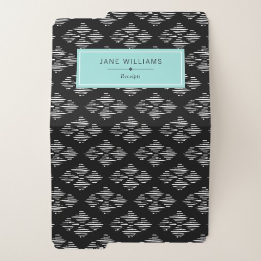 Modern Ink Strokes - Black White Turquoise File Folder | Zazzle