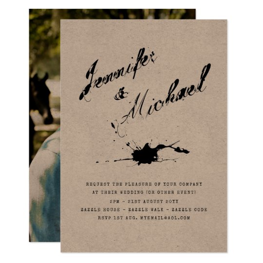 Modern INK Typography PHOTO Couples Invitation | Zazzle.com