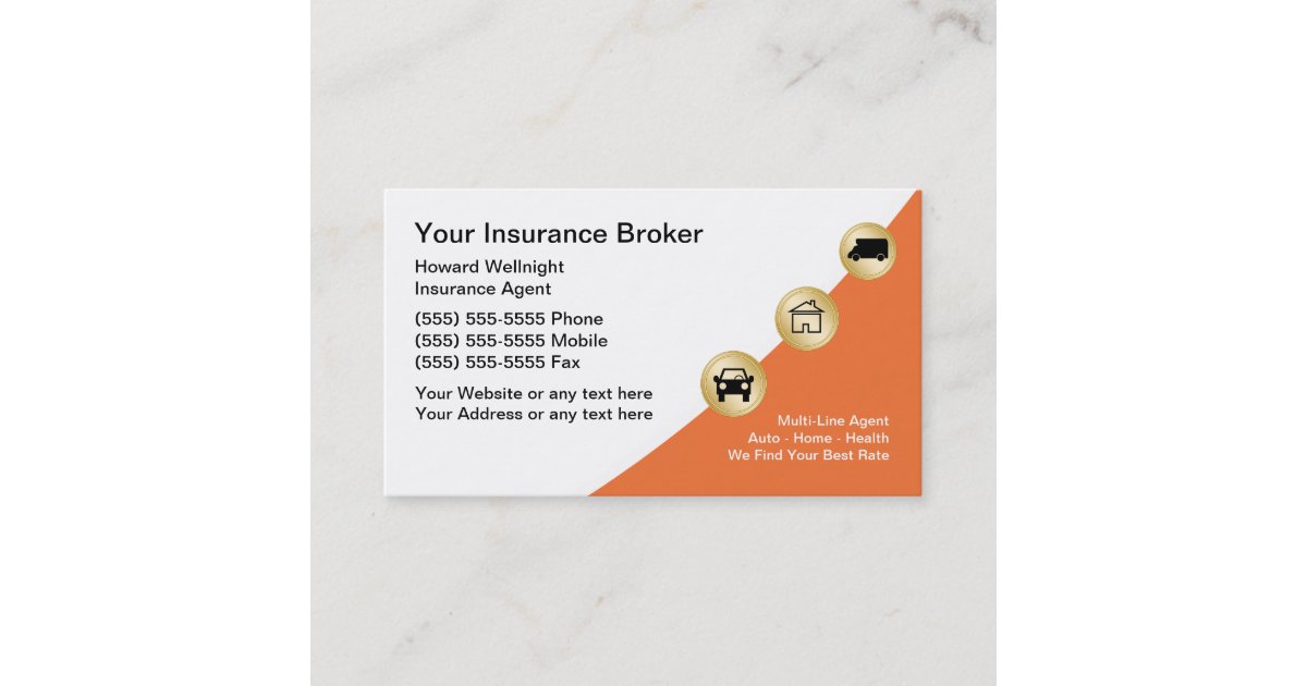 Modern Insurance Broker Business Cards | Zazzle