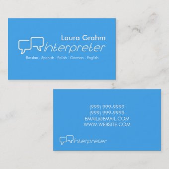 Modern Interpreter Business Card | Zazzle