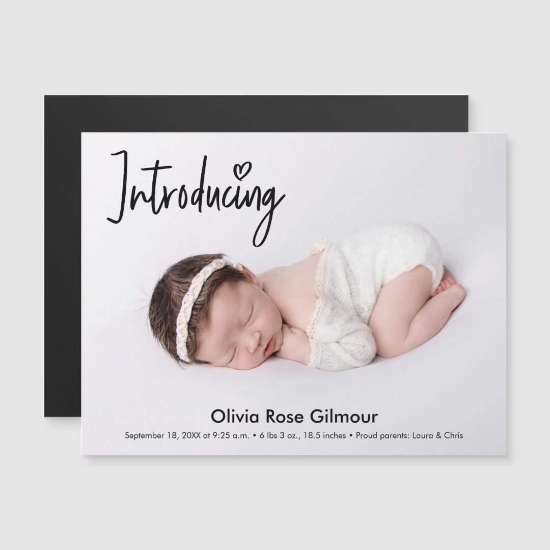 Modern Introducing baby boy photo Name Magnetic In Magnetic Invitation ...