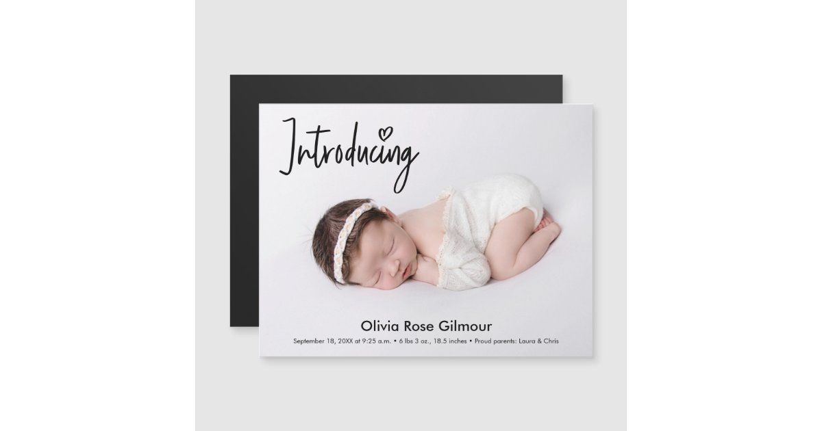 Modern Introducing baby boy photo Name Magnetic In Magnetic Invitation ...