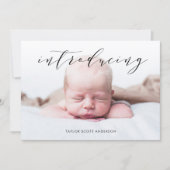 Modern Introducing Baby Script Birth Announcement | Zazzle